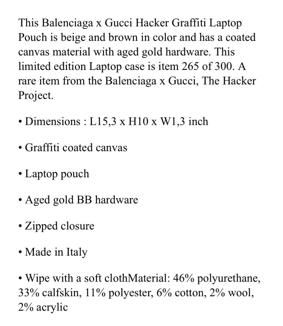 Gucci x Balenciaga Hacker Graffiti Laptop Pouch, Luxury, Bags & Wallets on Carousell