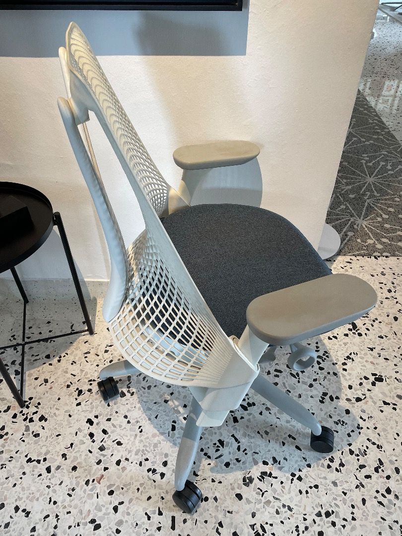 Herman Miller Sayl Chair : White frame with light blue seat, Furniture ...