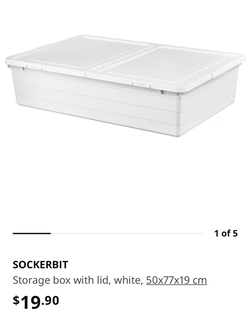 IKEA sockerbit storage box with lid (3 units), Furniture & Home Living ...