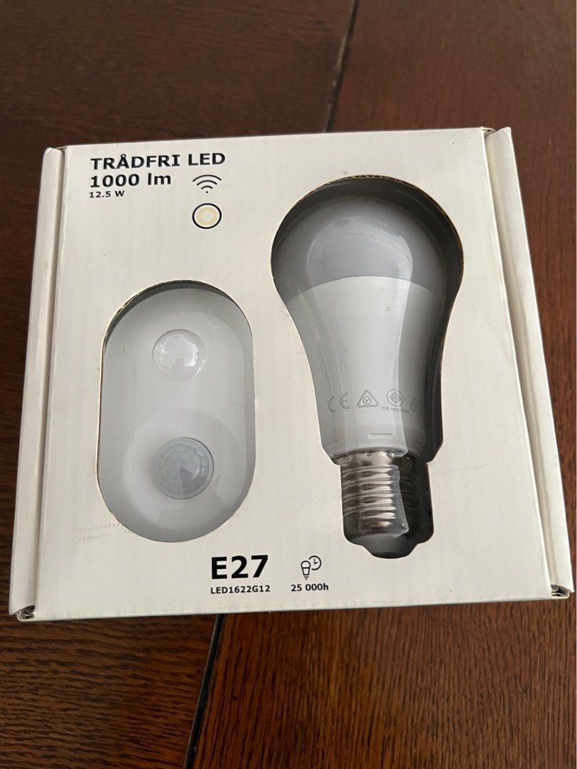 IKEA Tradfri LED 12.5W E27 light bulb and motion sensor, Furniture & Home Living, Lighting ...