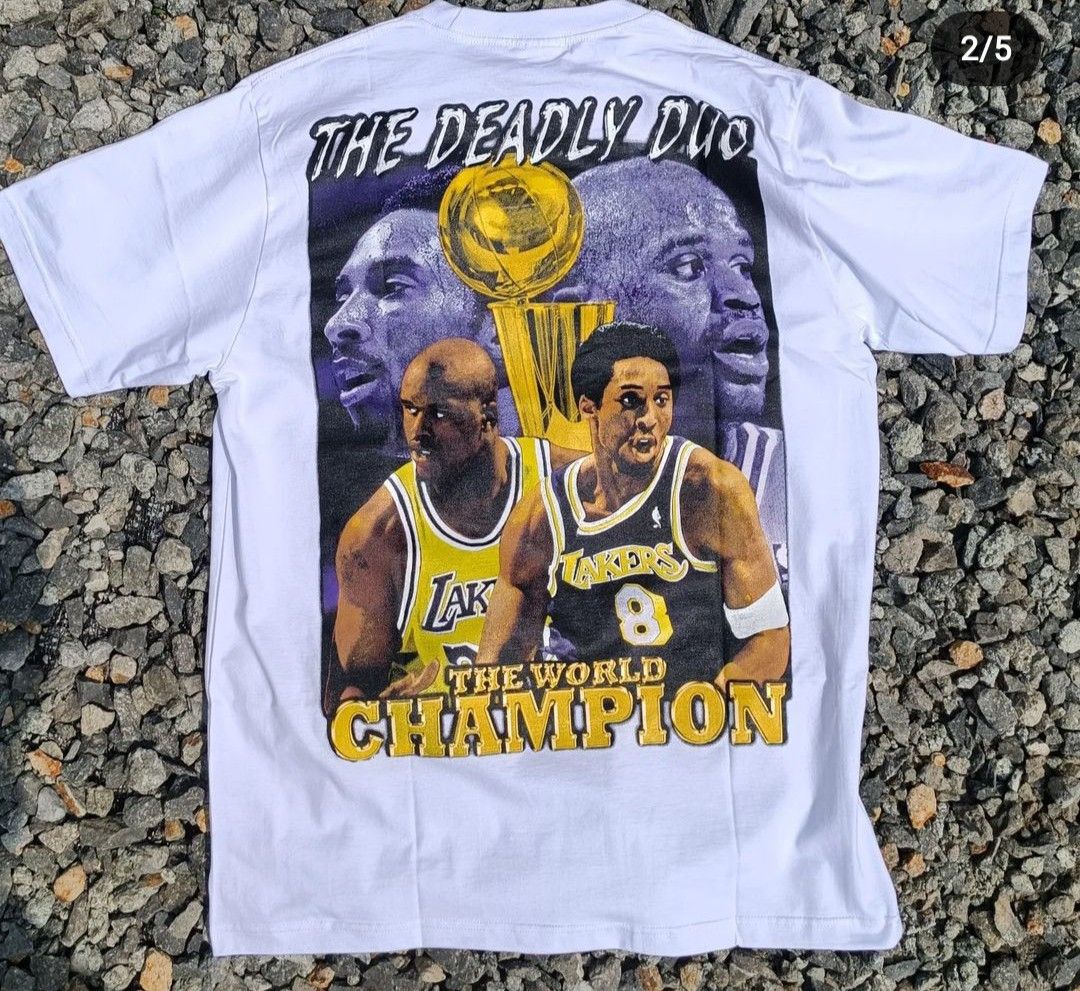 Kaos Bootleg Kobe & Shaq, Fesyen Pria, Pakaian , Atasan di Carousell