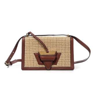 Loewe Medium Barcelona Bag in Rattan and Tan Brown Leather Crossbody ...
