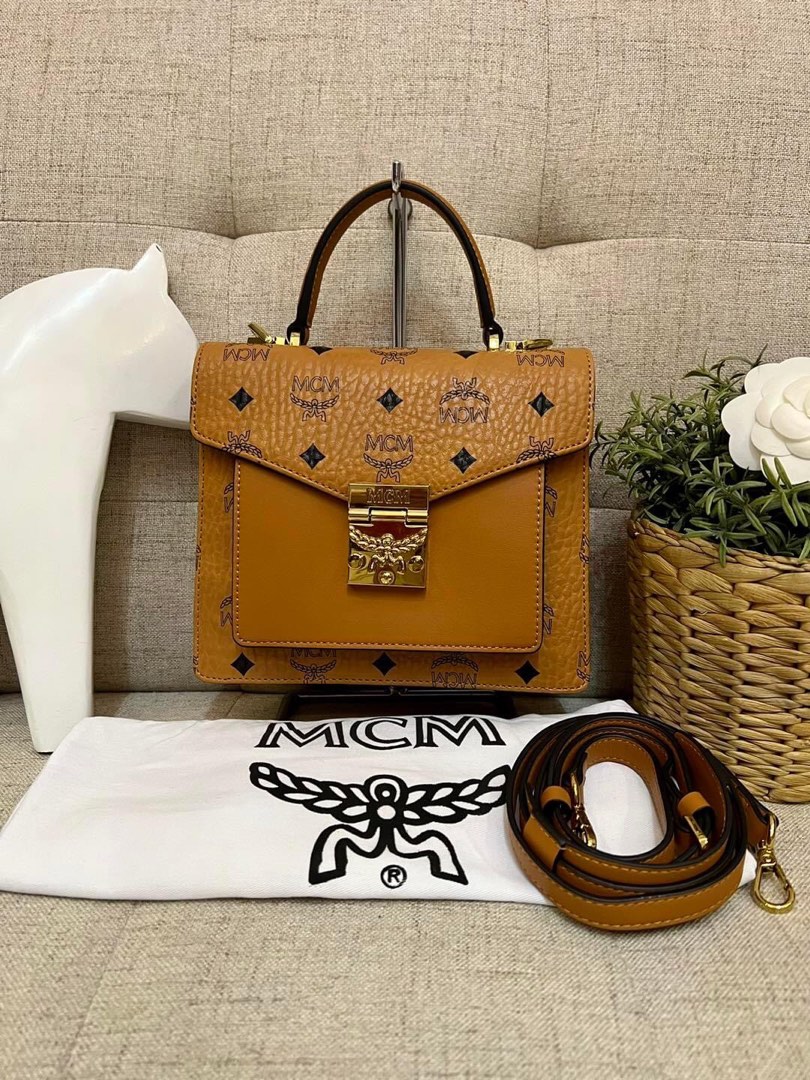 MCM Small Tracy Satchel in Visetos, Luxury, Bags & Wallets on Carousell