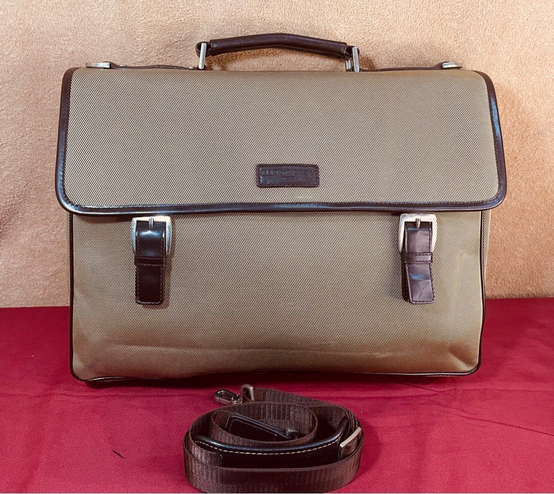 Metrocity Italy Gold Ballistic Nylon and Leather Briefcase, Men's ...