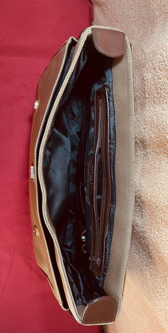 Metrocity Italy Gold Ballistic Nylon and Leather Briefcase, Men's ...