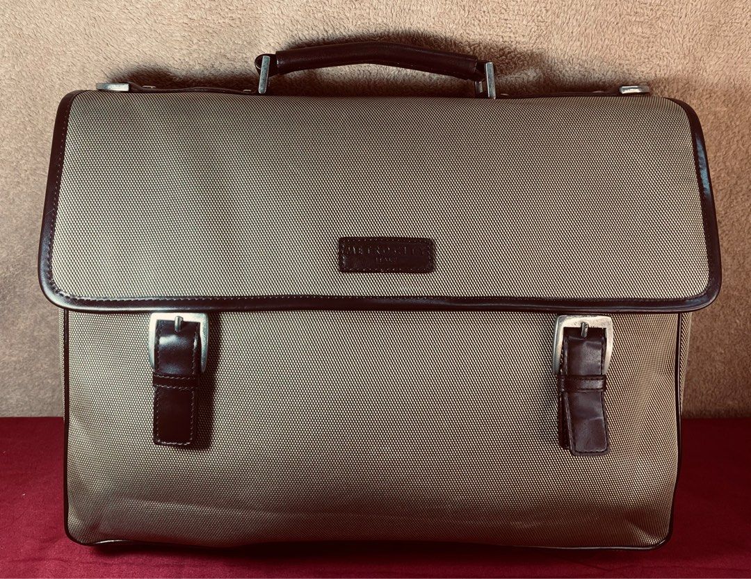 Metrocity Italy Gold Ballistic Nylon and Leather Briefcase, Men's ...