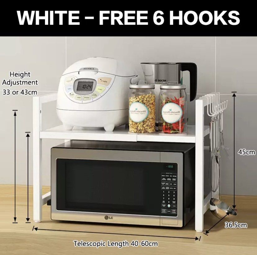 Microwave Oven Rack Adjustable Kitchen Rack Kitchen Organiser Spice ...