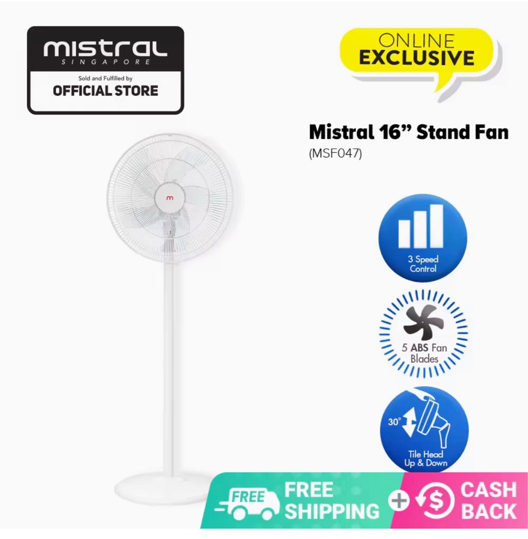 Mistral Stand Fan 16 inch - 4 pieces available, Furniture & Home Living ...
