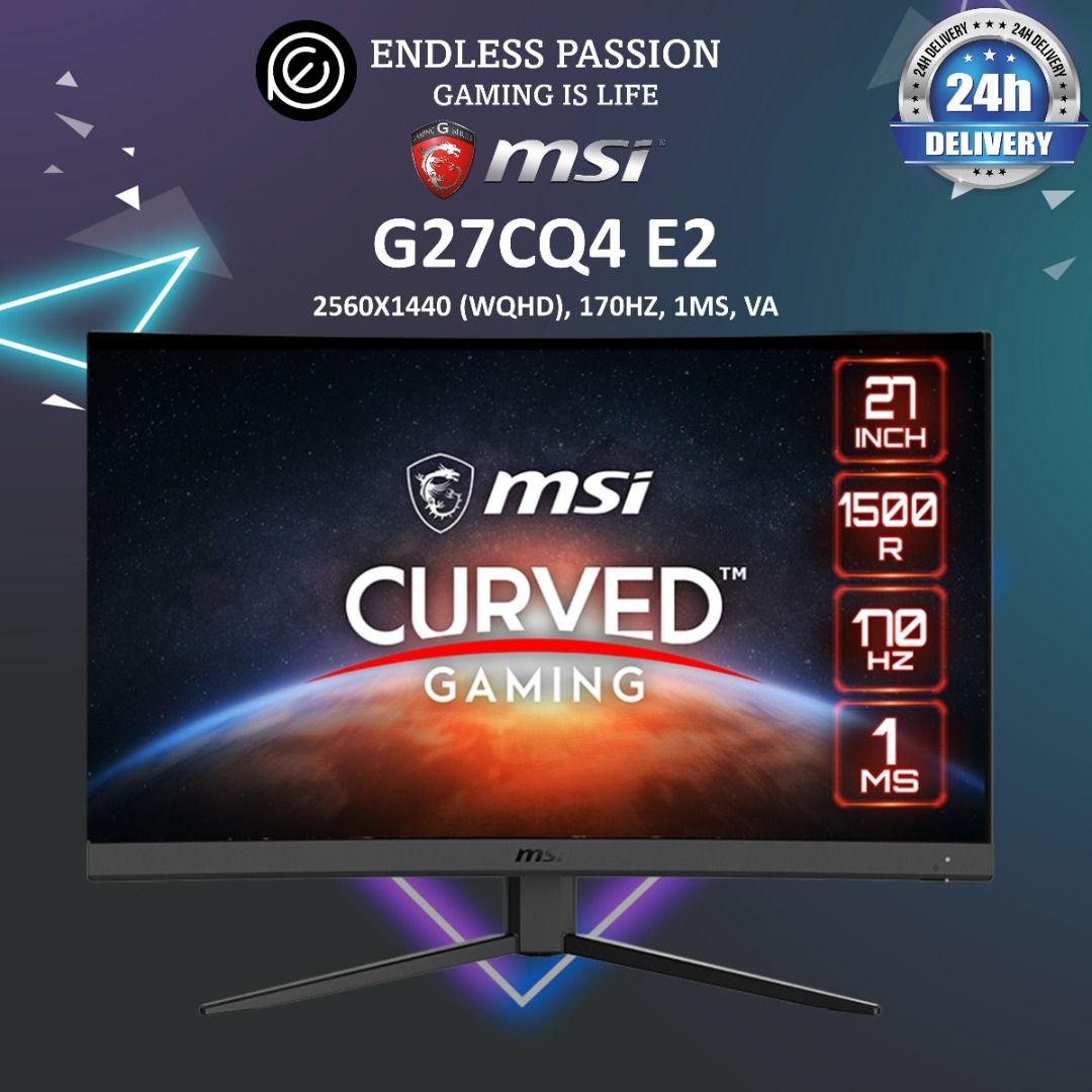 MSI G27CQ4 E2 27" Gaming Monitor, 2560 x 1440 (QHD), VA, 170Hz ...