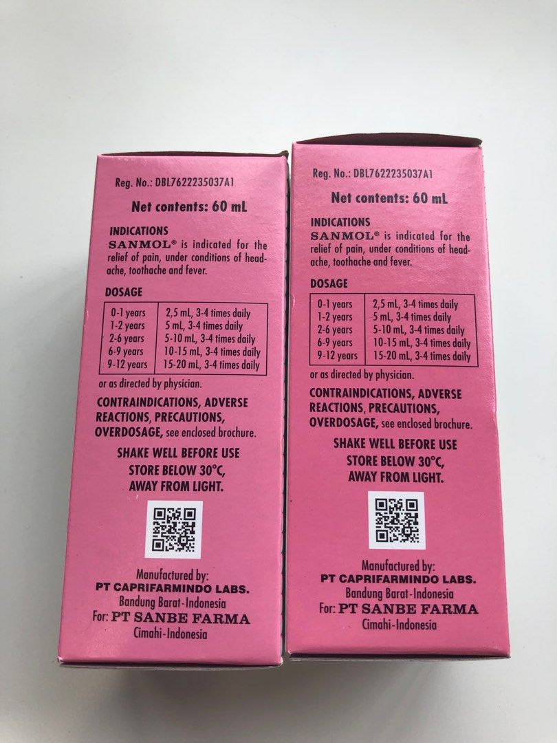 Paracetamol syrup Sanmol 60ml, Health & Nutrition, Health Supplements ...