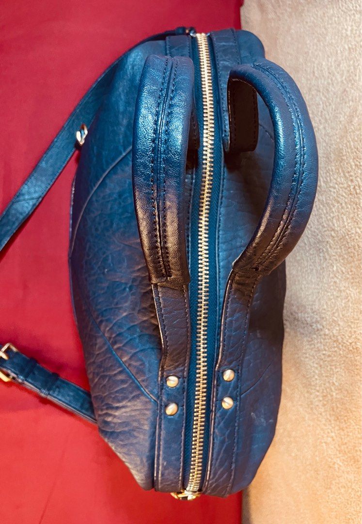 Patrice Breal Pebbled Genuine Leather Handbag Sling Bag in Royal Blue ...
