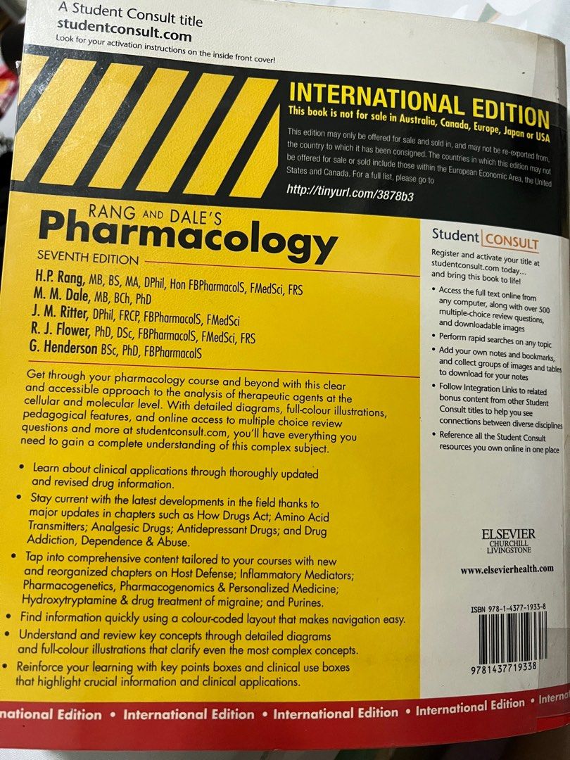 Rang and Dale's Pharmacology 7th Edition, Hobbies & Toys, Books ...