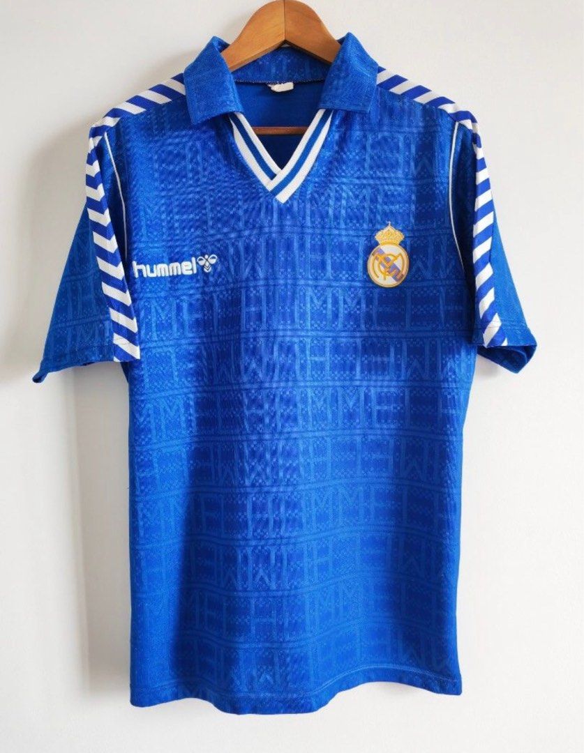 Real Madrid 1989/90 Away Hummel soccer/football jersey/kit rare/retro/vintage, Men's Fashion ...