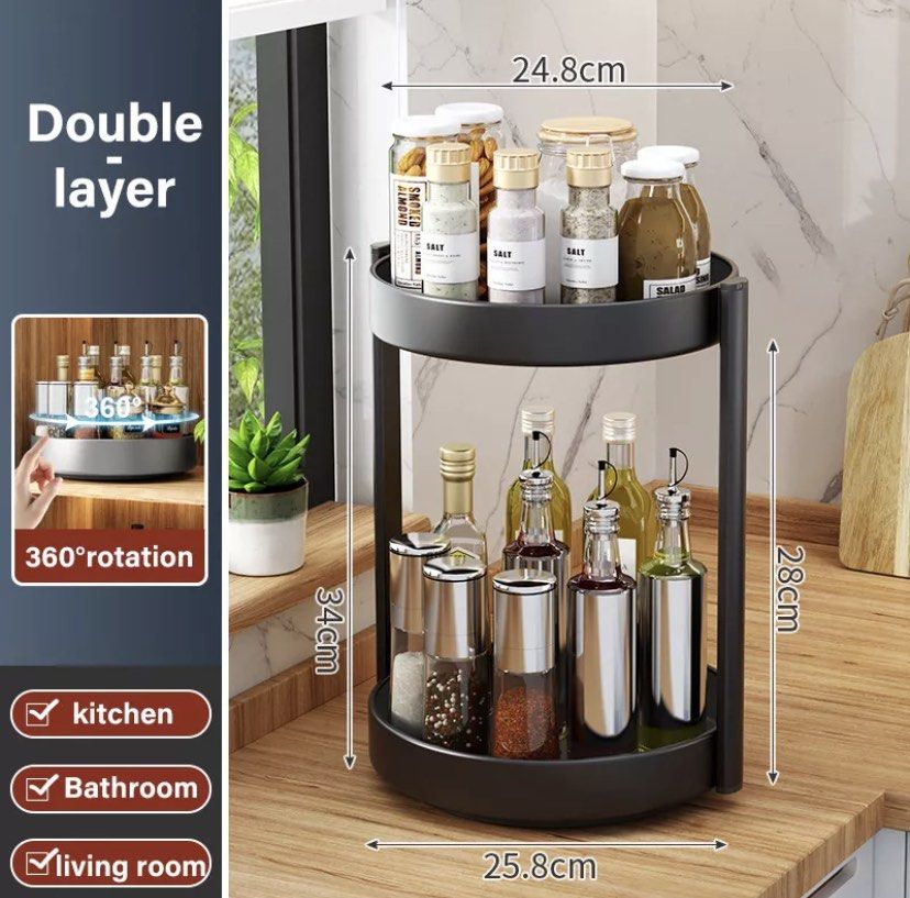 Rotating Spice Rack Kitchen Spice Rack Sink Organiser Shelf Microwave ...