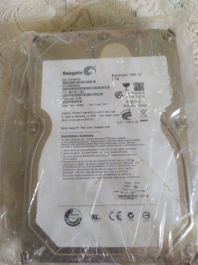 Seagate Barracuda 7200.12 1 TB internal hard drive, Computers & Tech ...