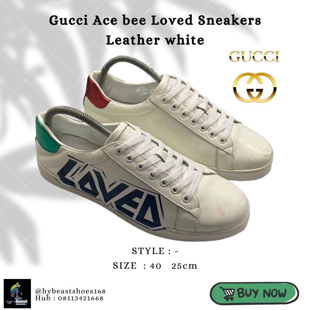 Sepatu Gucci Ace bee Loved Sneakers Leather white Ukuran 40, Fesyen ...