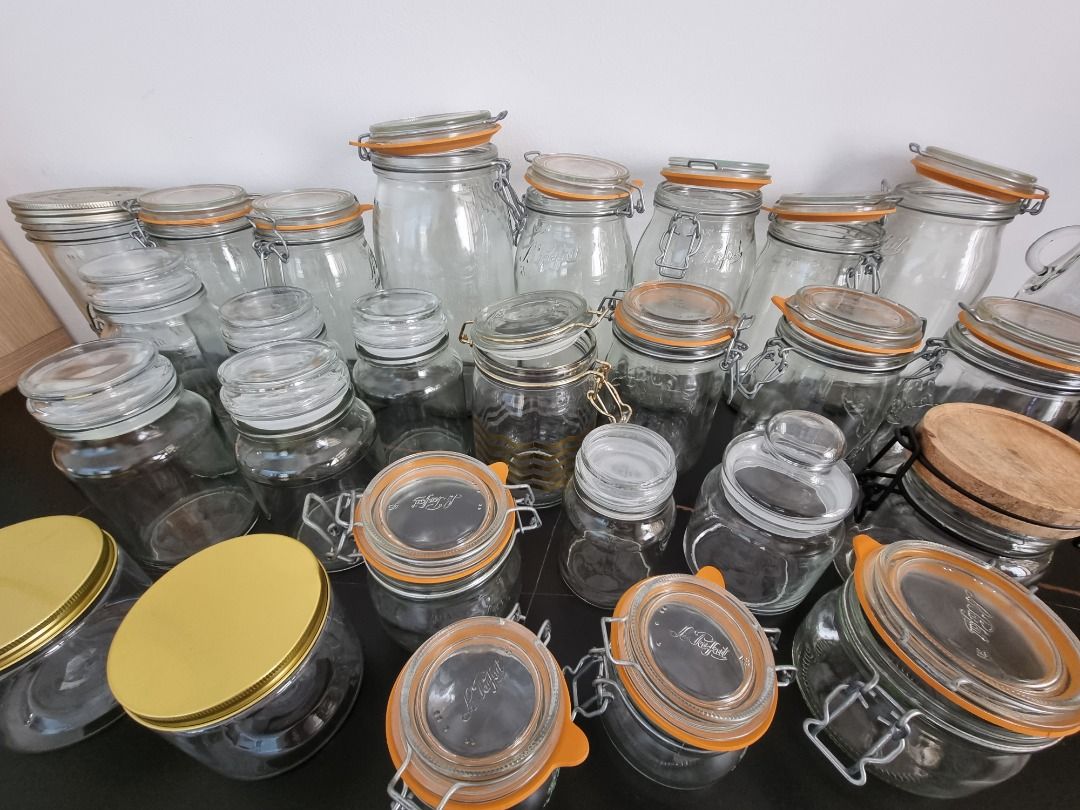 Set of glass bottle jars - Most of them air tight, Furniture & Home ...