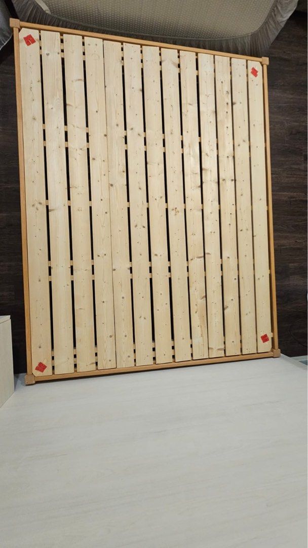 Solid wood tatami rib rack bed queen size, Furniture & Home Living ...