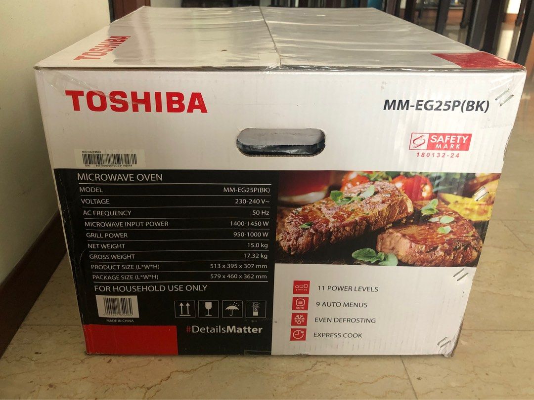 Toshiba MM-EG25P (BK) microwave oven 25L, TV & Home Appliances, Kitchen Appliances, Ovens ...