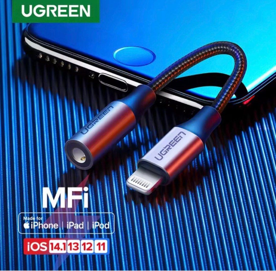 UGREEN Apple MFI Certified Lightning to 3.55mm Jack AUX Cable ...