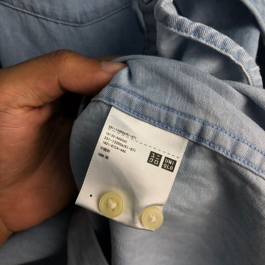 Uniqlo Acid Wash Botton Down on Carousell
