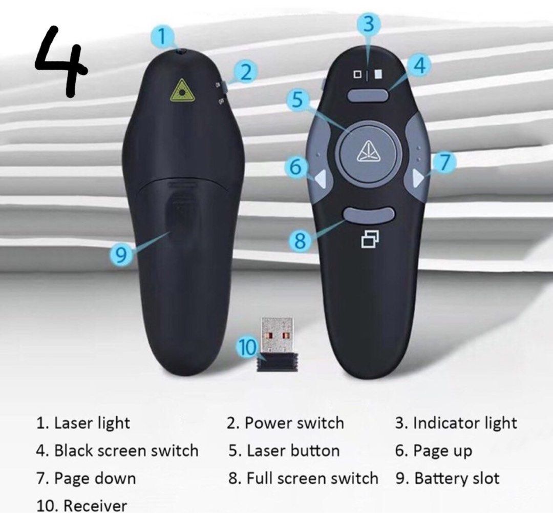 USB Wireless Presenter 2.4G Wireless Red Laser Presenter Pointers Pen Control USB RF Remote ...