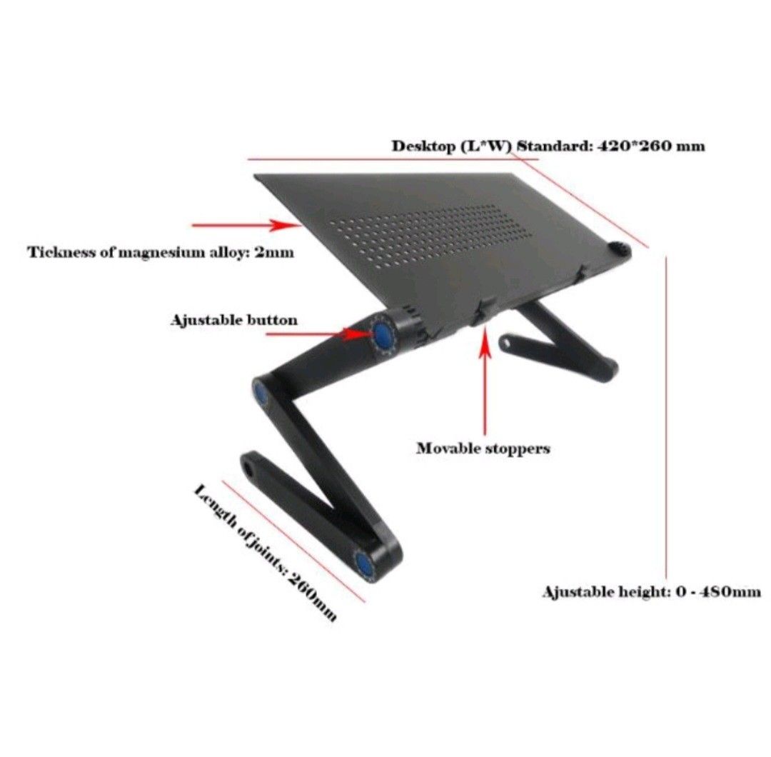 WFH LAPTOP FOLDABLE DESK STAND FOR COMFORT WITH COOLING HOLES ...
