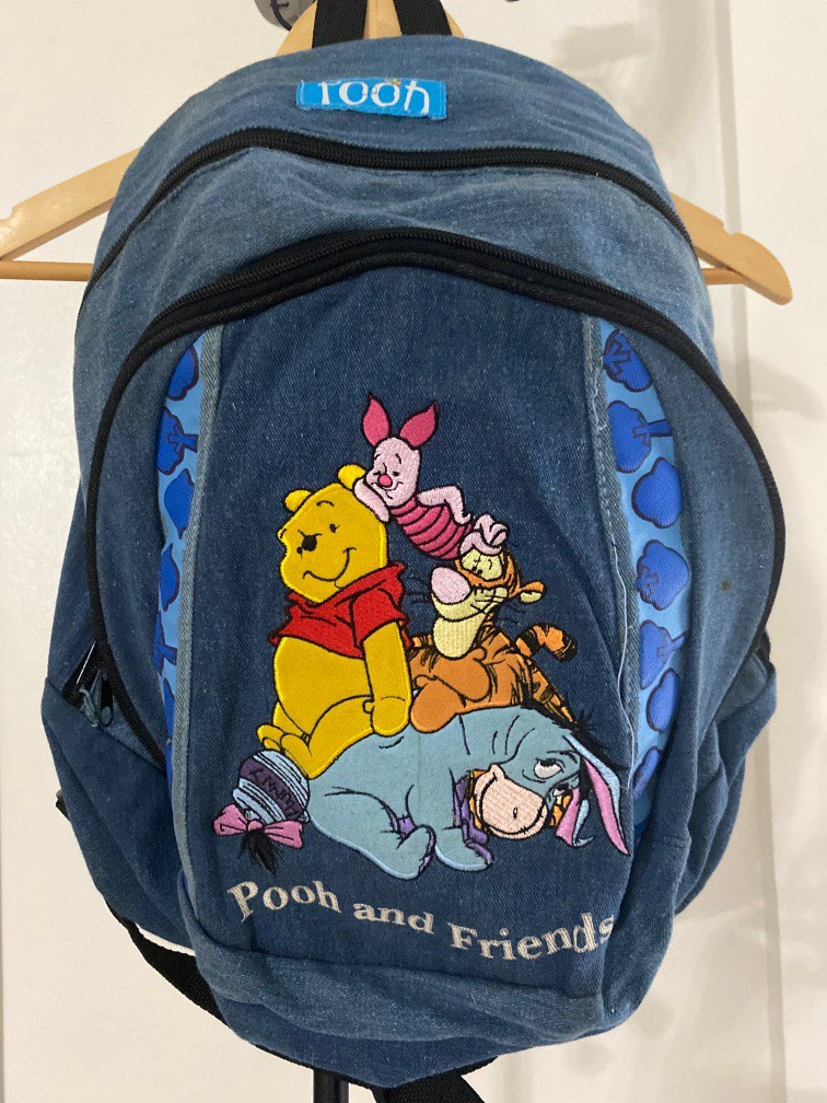 WINNIE THE POOH LARGE DENIM BACKPACK WITH 2 COMPARTMENTS | SCHOOL BAG ...