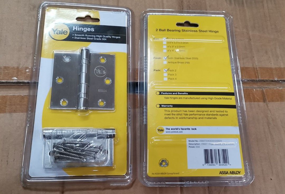 YALE HEAVY DUTY BALL BEARING HINGES 3" X 3" MODEL. 2BB-SSD ( STAINLESS ...