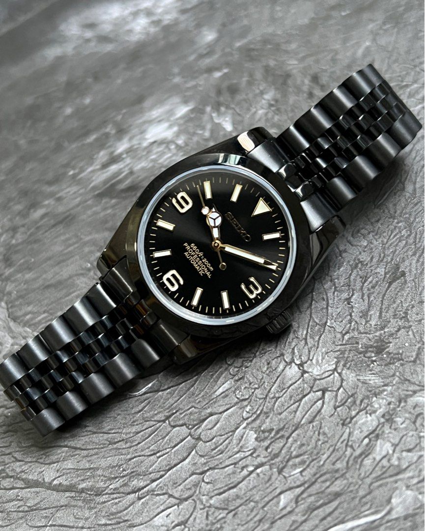 36mm Full Black Explorer [Seiko Mod] [INSTOCK], Men's Fashion, Watches ...