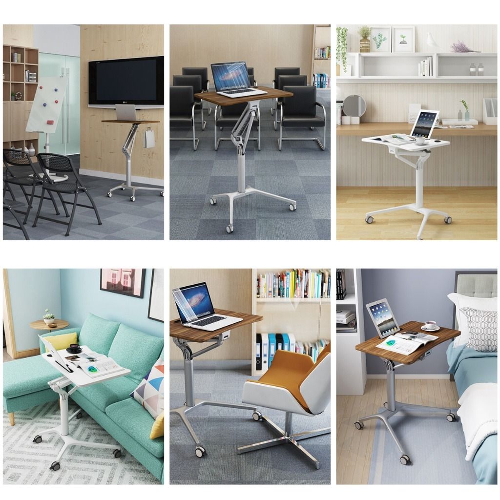 Autoniture Height Adjustable Mobile Table Ergonomic Standing Moveable ...