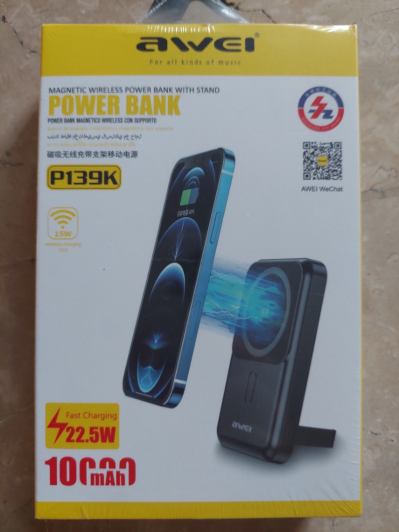 AWEI P139K Magnetic Wireless Power Bank with Stand, Mobile Phones ...