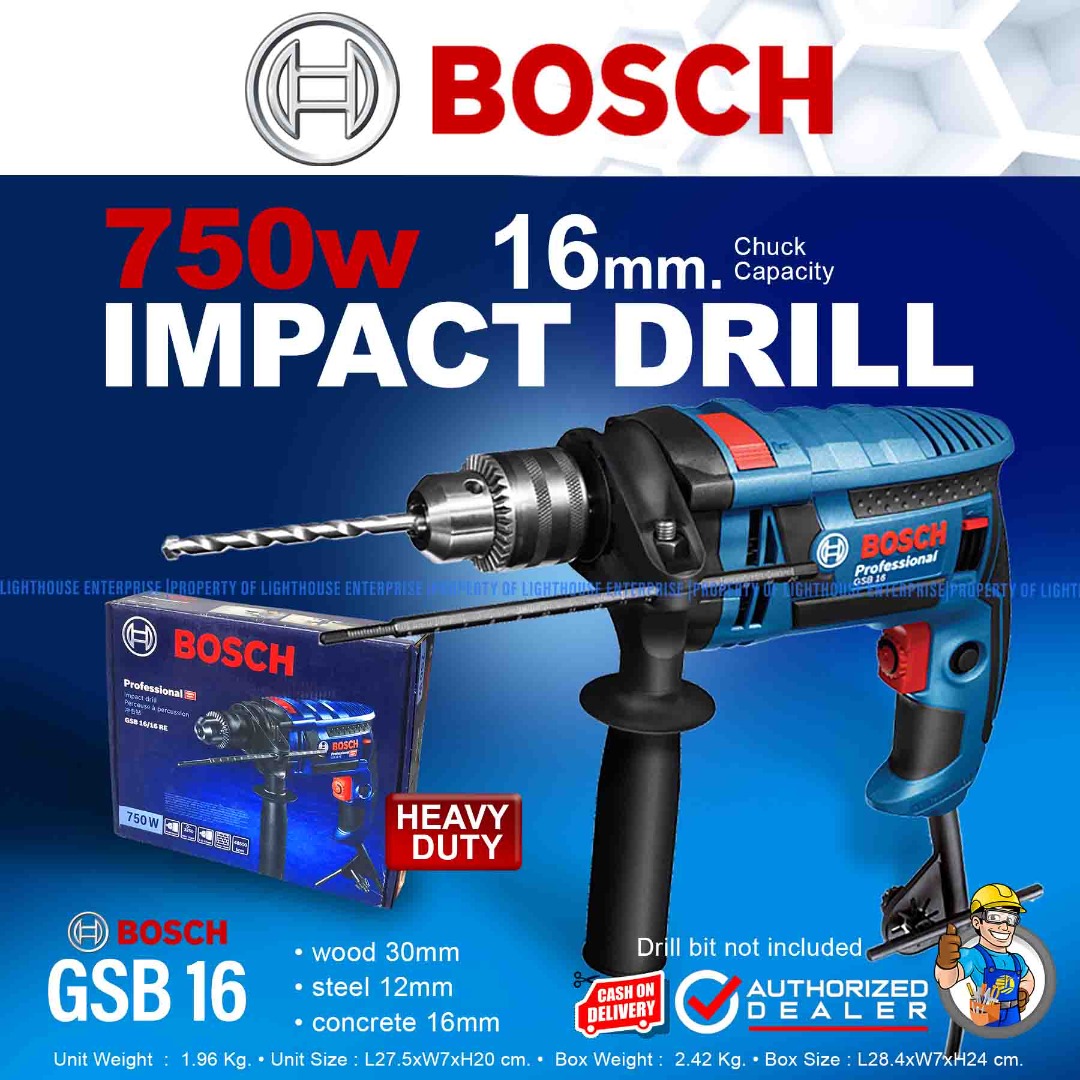 BOSCH 750W Impact Drill 16MM (GSB16) *LIGHTHOUSE ENTERPRISE* on Carousell