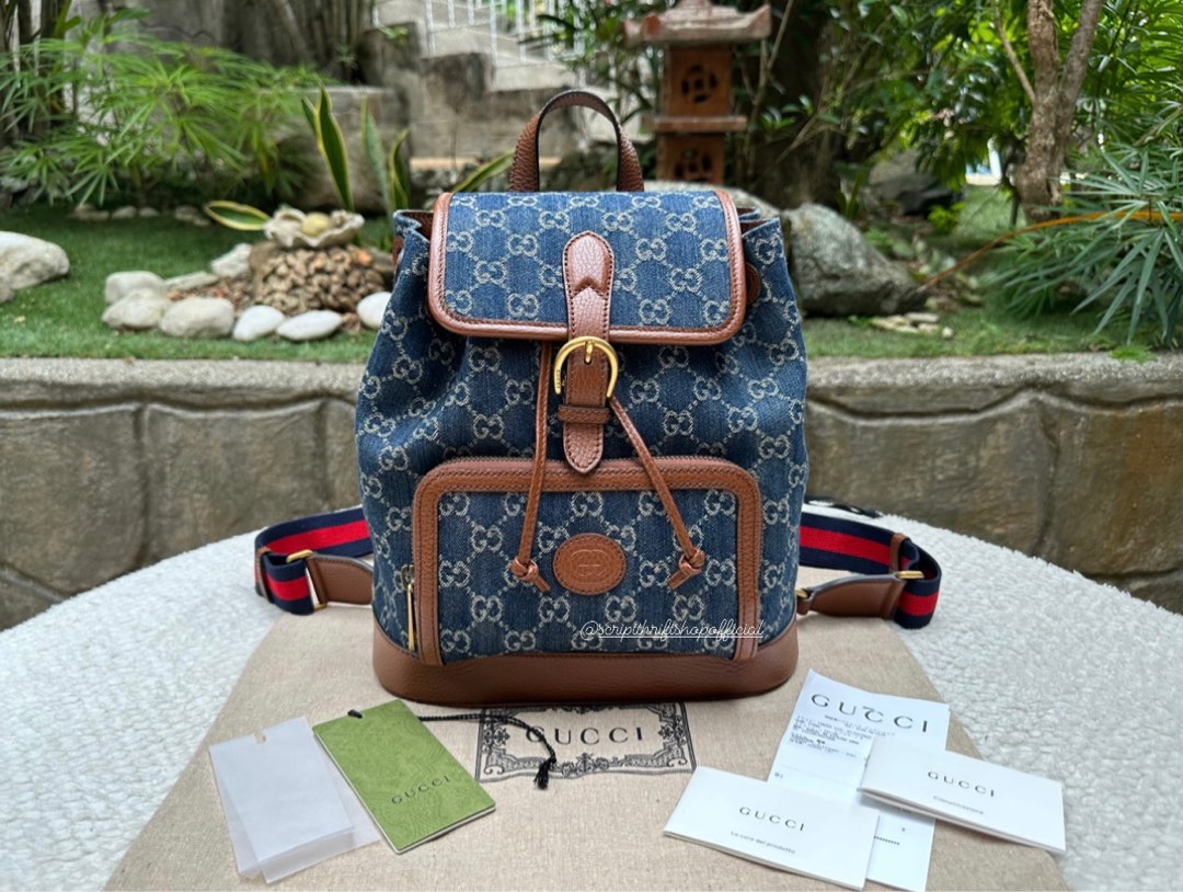 Brand new Gucci Denim Interlocking G backpack, Luxury, Bags & Wallets ...