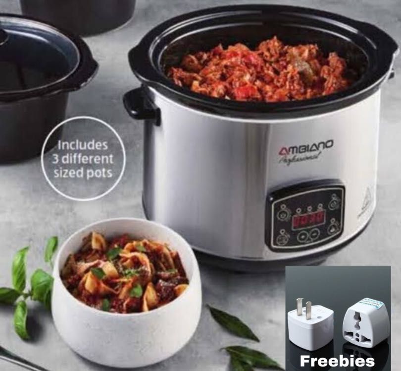 Branded Slow Cooker with 3 ceramic non stick Pots Included Digital Led ...