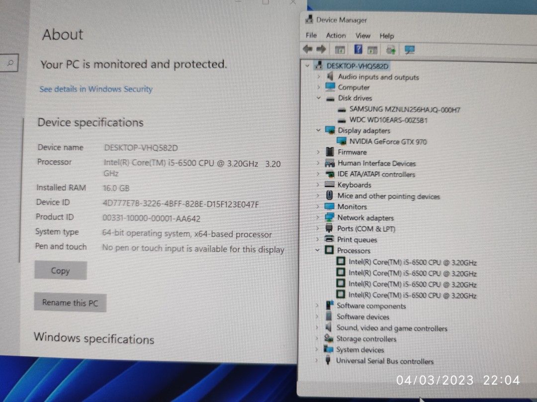 Budget Gaming CPU i5-6500/16G/GTX 970 4G/256G SSD +1T HDD/win 11 pro ...