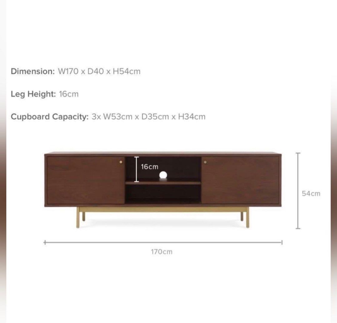 Castlery Walnut Wooden TV Console Cabinet, Furniture & Home Living ...