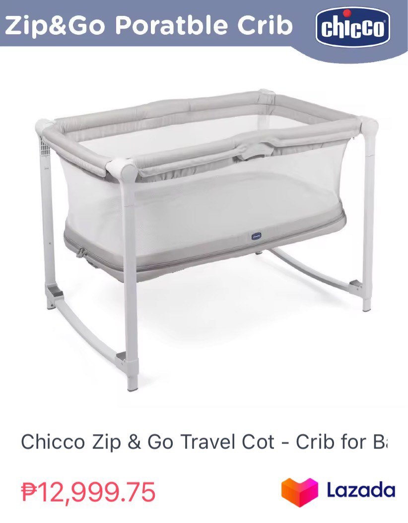 Chicco Zip & Go Travel Cot Crib (NB-24mos crib/Cot/rocking crib ...