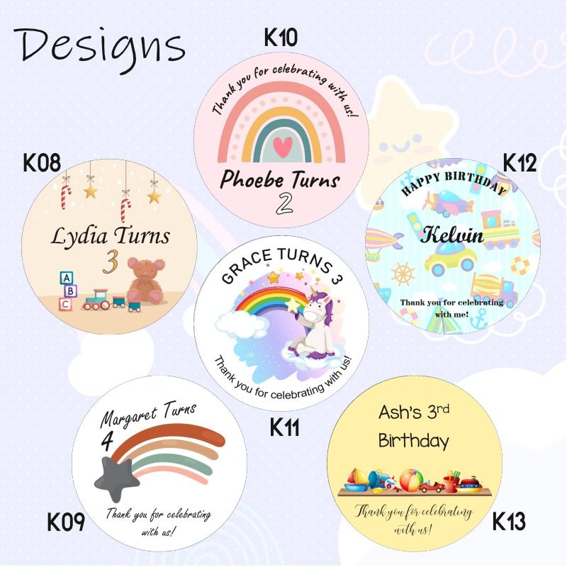 Customised Thank You Stickers | Personalised Kids Birthday Goodies Bag ...