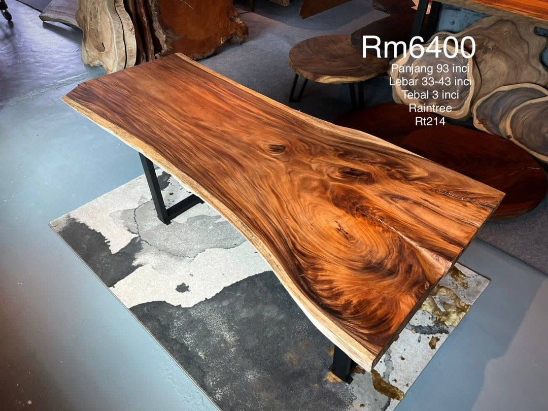 Dining raintree table slab wood, Furniture & Home Living, Furniture ...