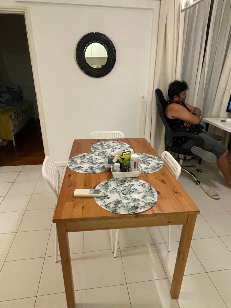 [FREE] Wooden Dining/Study Table with 4 Plastic Chairs, Furniture & Home Living, Furniture ...