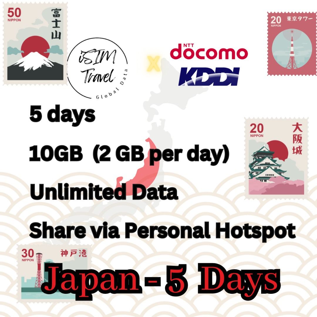 eSIM [JAPAN] 5 DAY Prepaid Unlimited Data [2GB Daily @ high speed ...