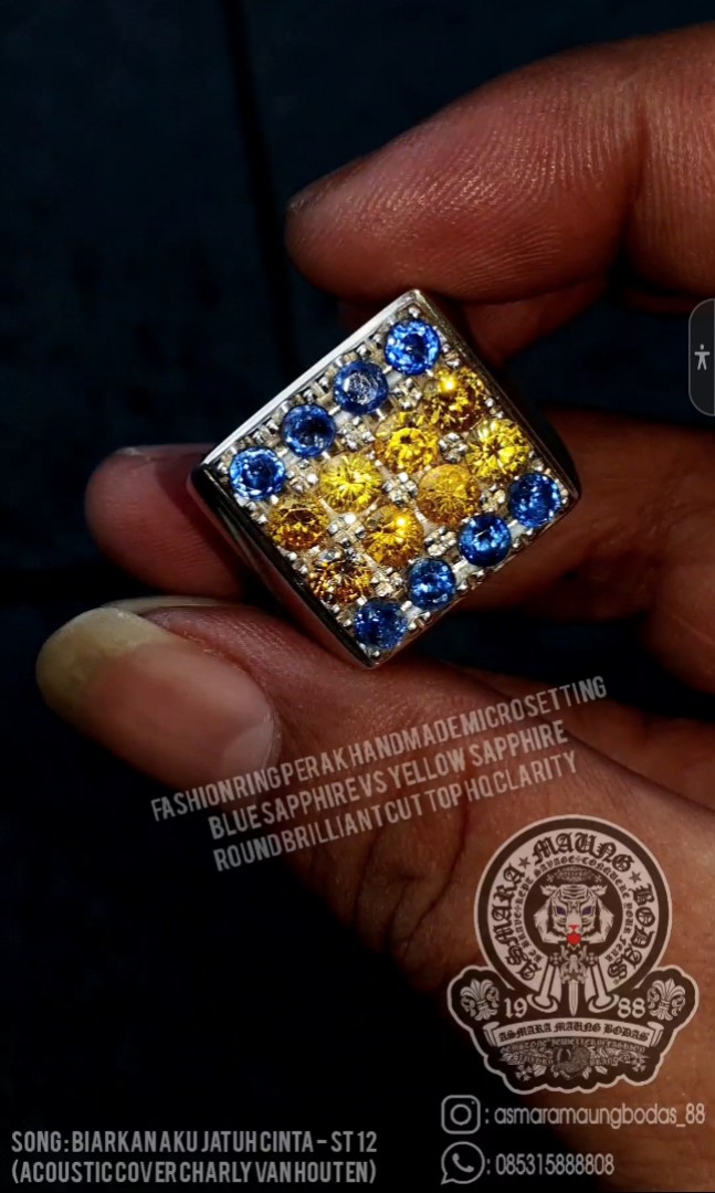 FASHION LUXURY RING CINCIN PERAK HANDMADE MICROSETTING BLUE SAPPHIRE VS ...