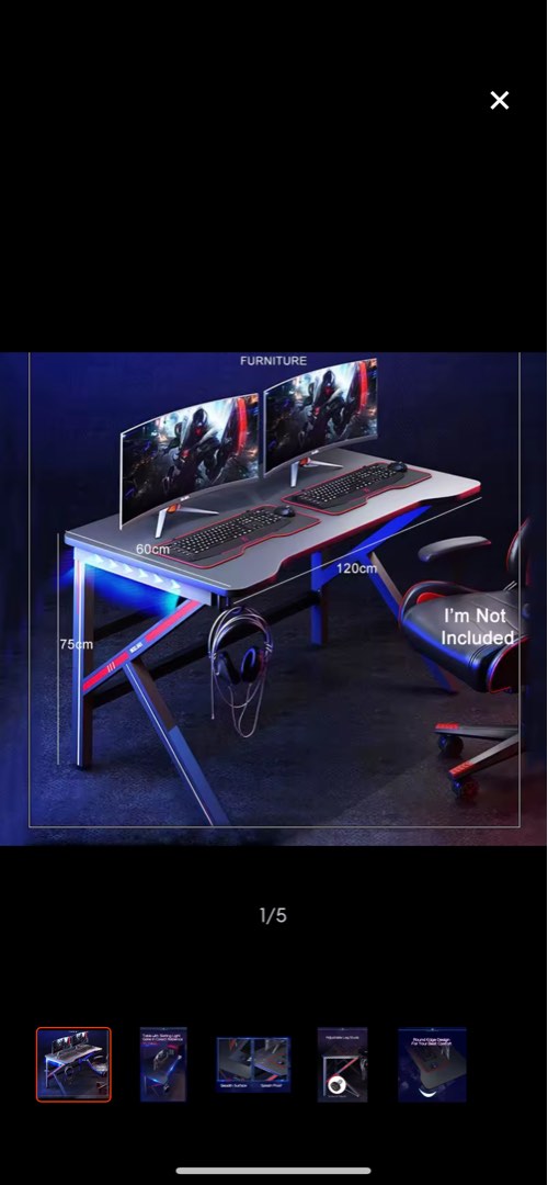 Gaming table with RGB light, Furniture & Home Living, Furniture, Tables ...