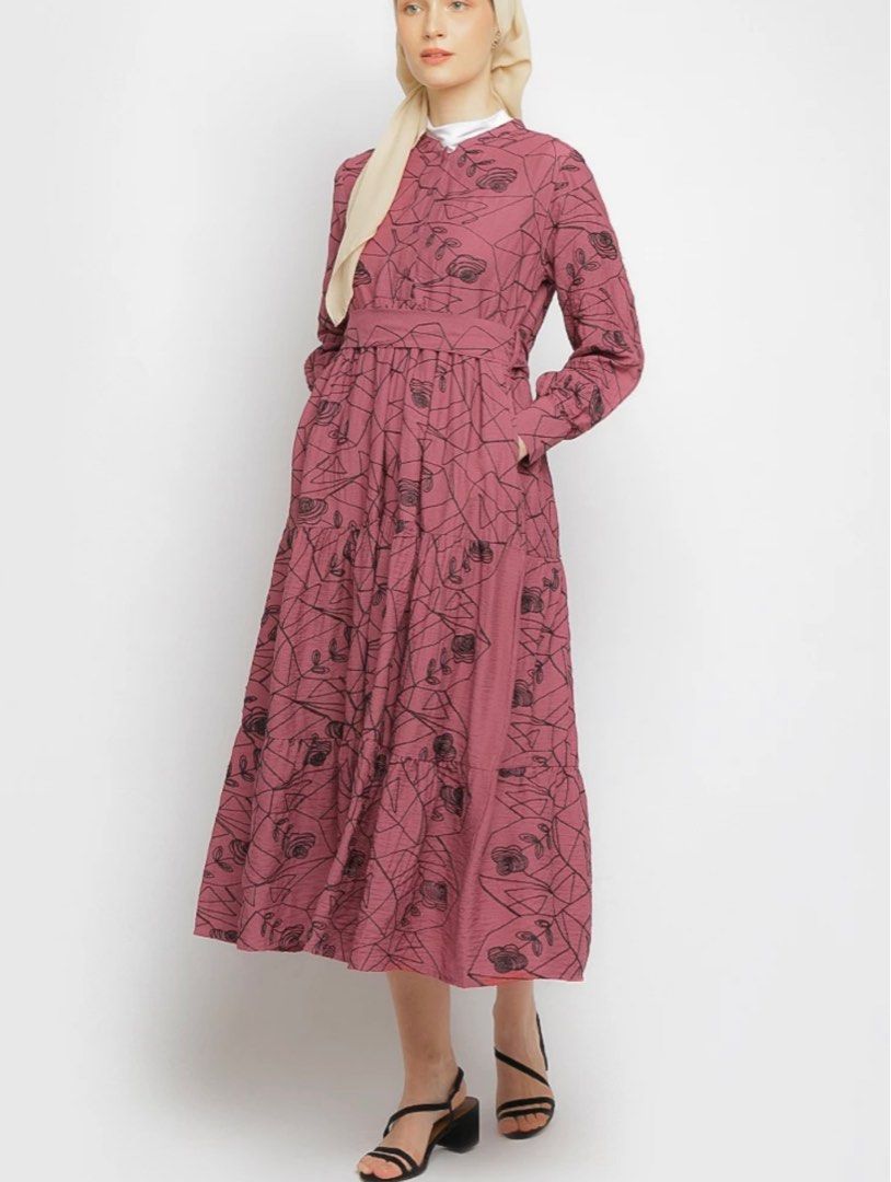 Gamis Bita wanita warna Punch Pink ukuran M, L, XL, XXL, Fesyen Wanita ...