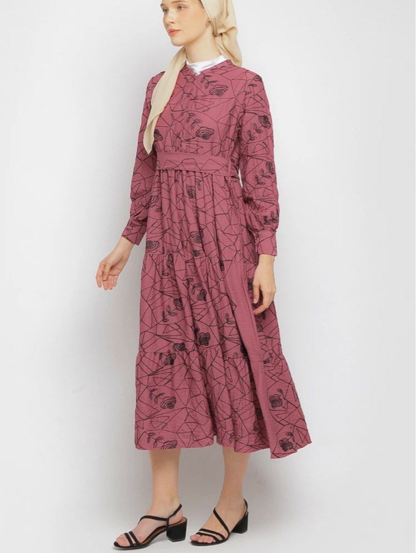 Gamis Bita wanita warna Punch Pink ukuran M, L, XL, XXL, Fesyen Wanita ...