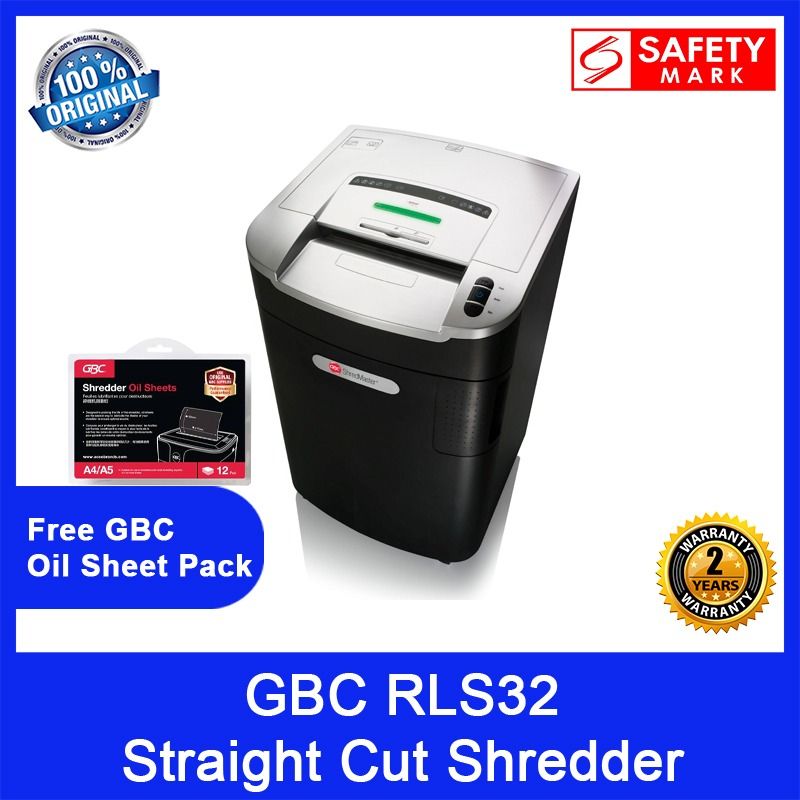 GBC RLS32 Straight Cut Shredder. Free Oil Sheet Pack. Anti-Jam Mercury ...