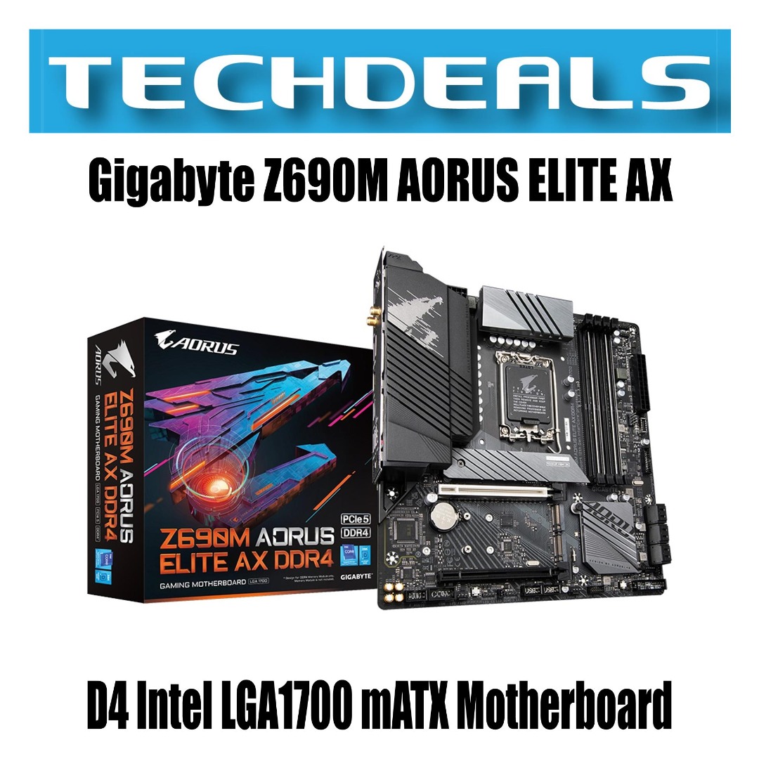 Gigabyte Z690M AORUS ELITE AX D4 Intel LGA1700 mATX Motherboard ...