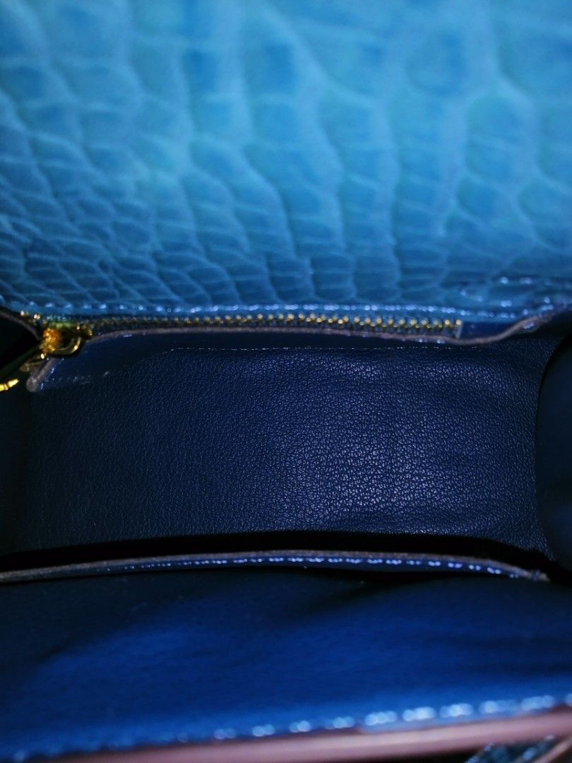 Hermes Mini Kelly In blue, Luxury, Bags & Wallets on Carousell
