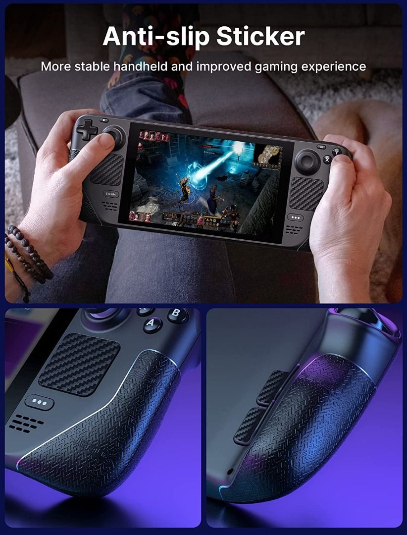 JSAUX Skin Stickers Set Compatible for Steam Deck, Anti-Slip Grip ...